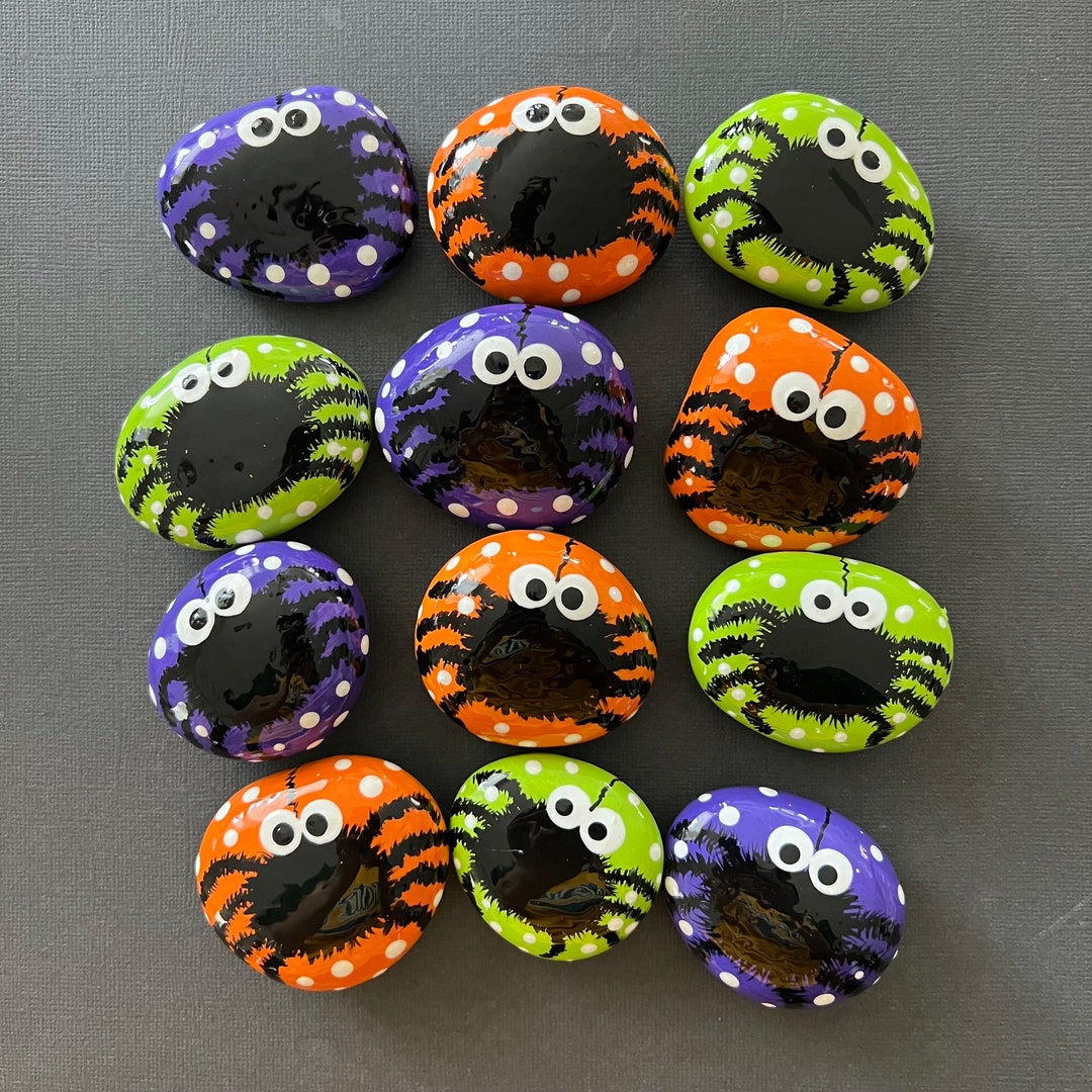 Halloween Spider Painted Rocks, Kindness Rocks, Perfect for Halloween ...