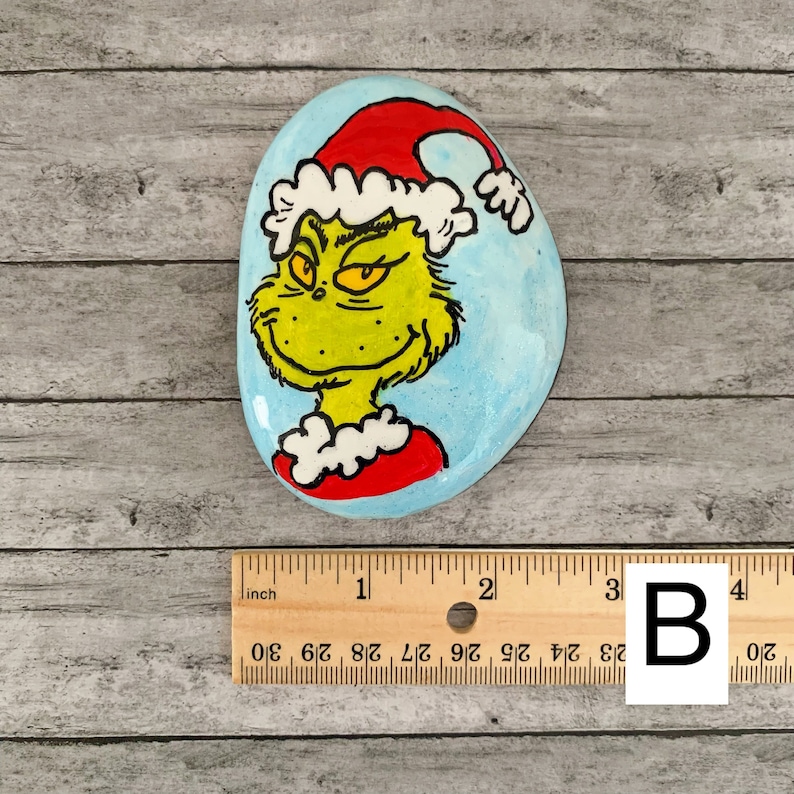 Grinch Christmas Painted Rocks Stone Art Christmas Gifts | Etsy