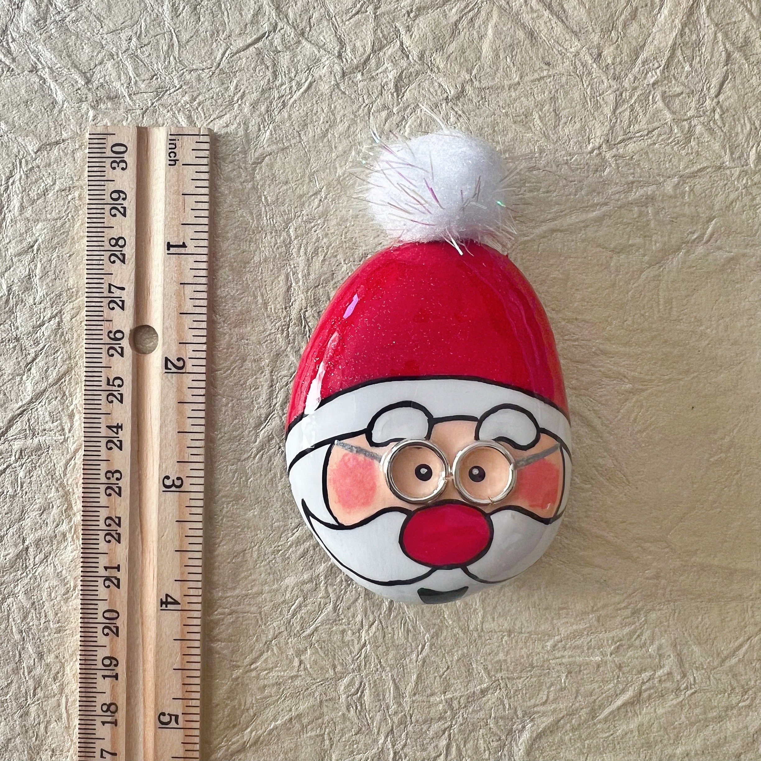 Santa Claus With Eyeglasses Christmas Painted Rocks, Christmas Gifts ...