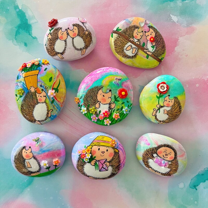 Paint Hedgehog Rock - Etsy