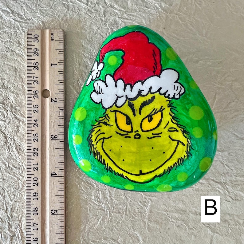 Grinch Christmas Painted Rocks Stone Art Christmas Gifts - Etsy
