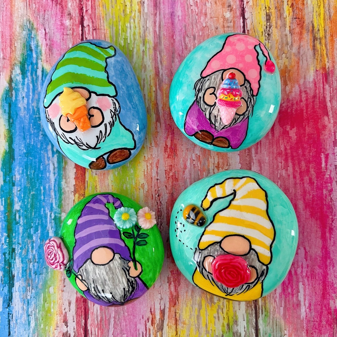 Summer Gnome Painted Rocks, Kindness Rocks, Gifts - Etsy