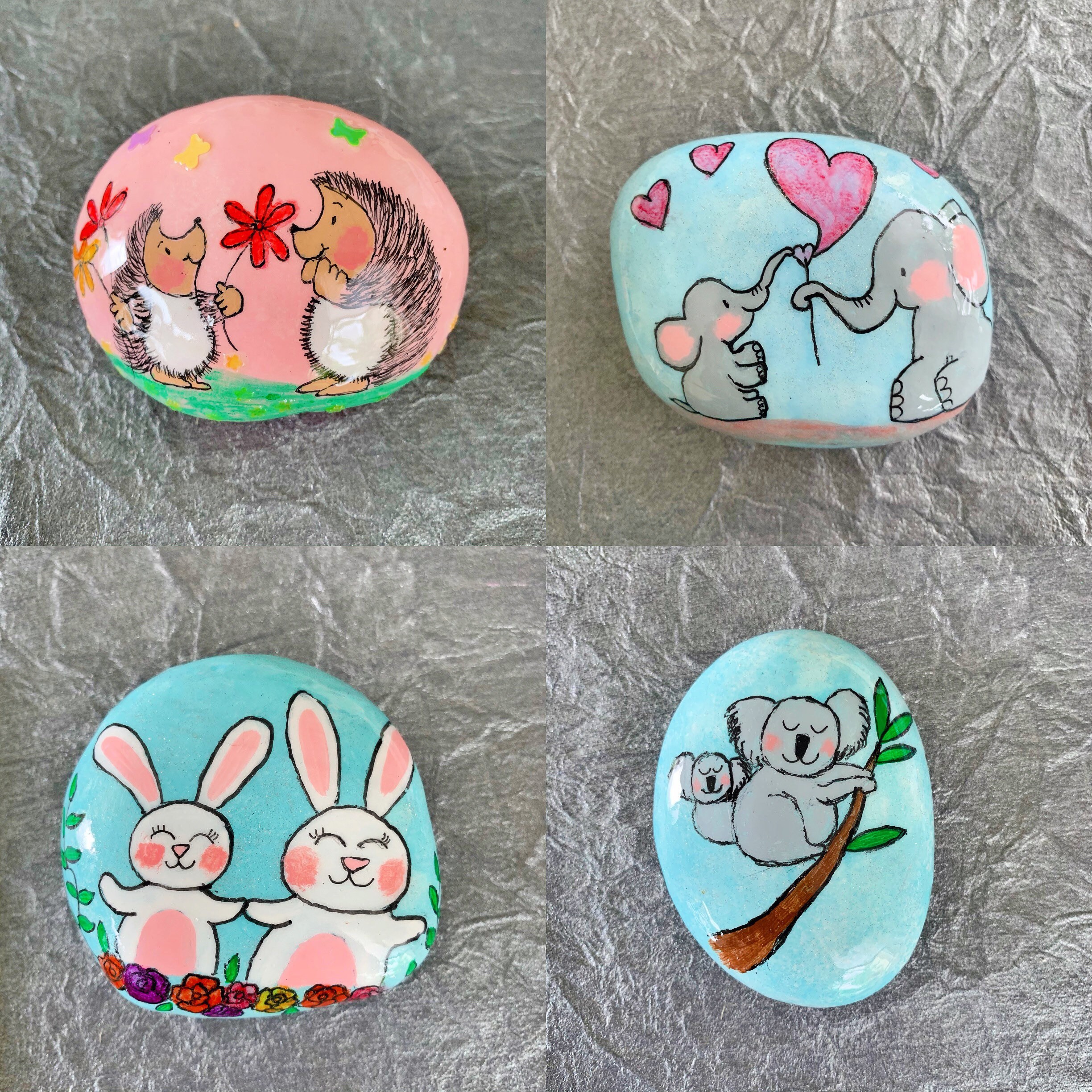 Assortment of Cute Animal Mommy and Baby Painted Rocks | Etsy