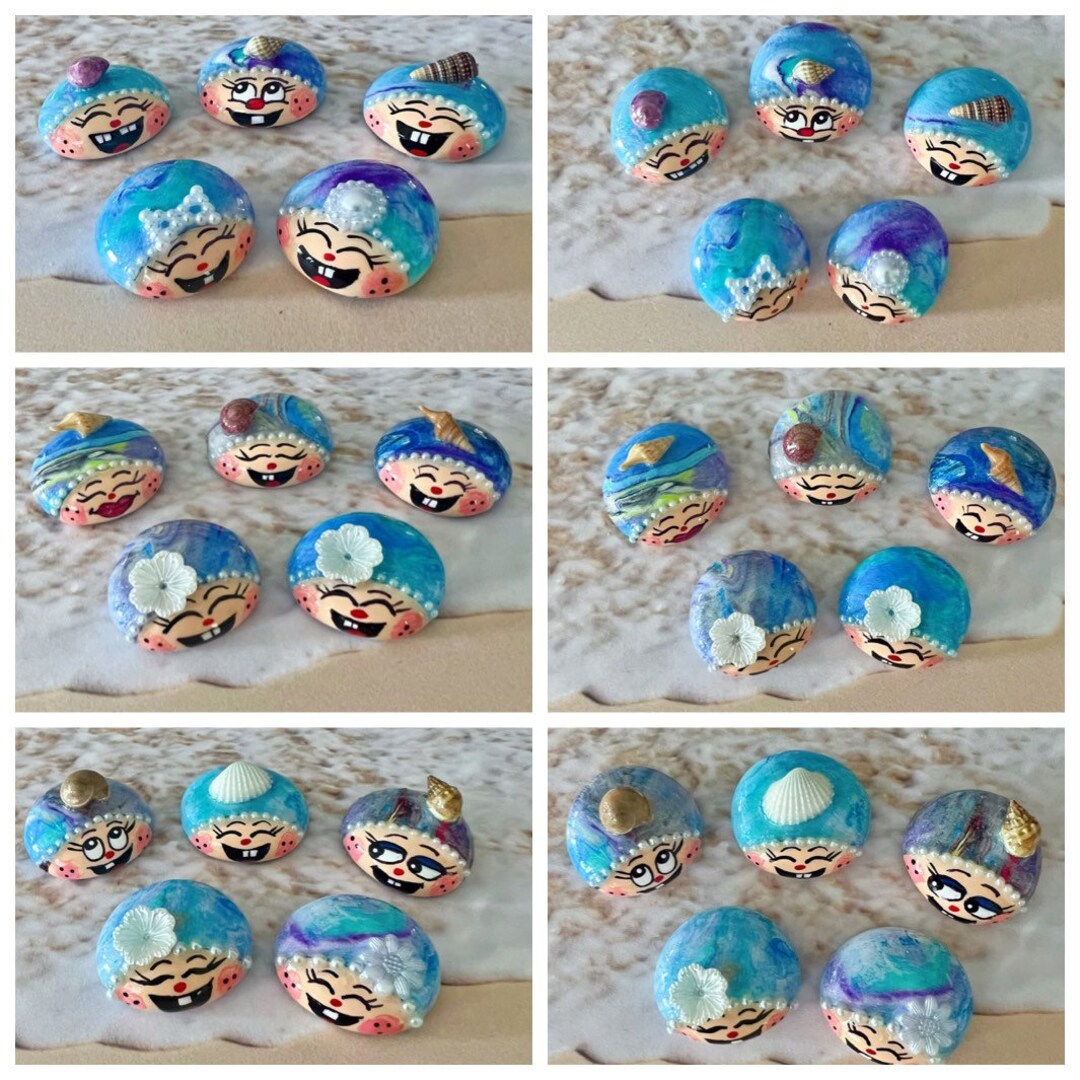 Sets of Five Acrylic Ocean Happy Bug Glass Pebbles (version 1) - Etsy