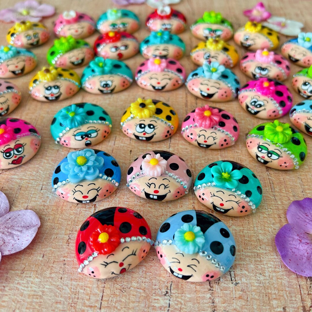 Assorted Sets of Spring Silly Face Happy Bug Painted Glass Pebbles - Etsy