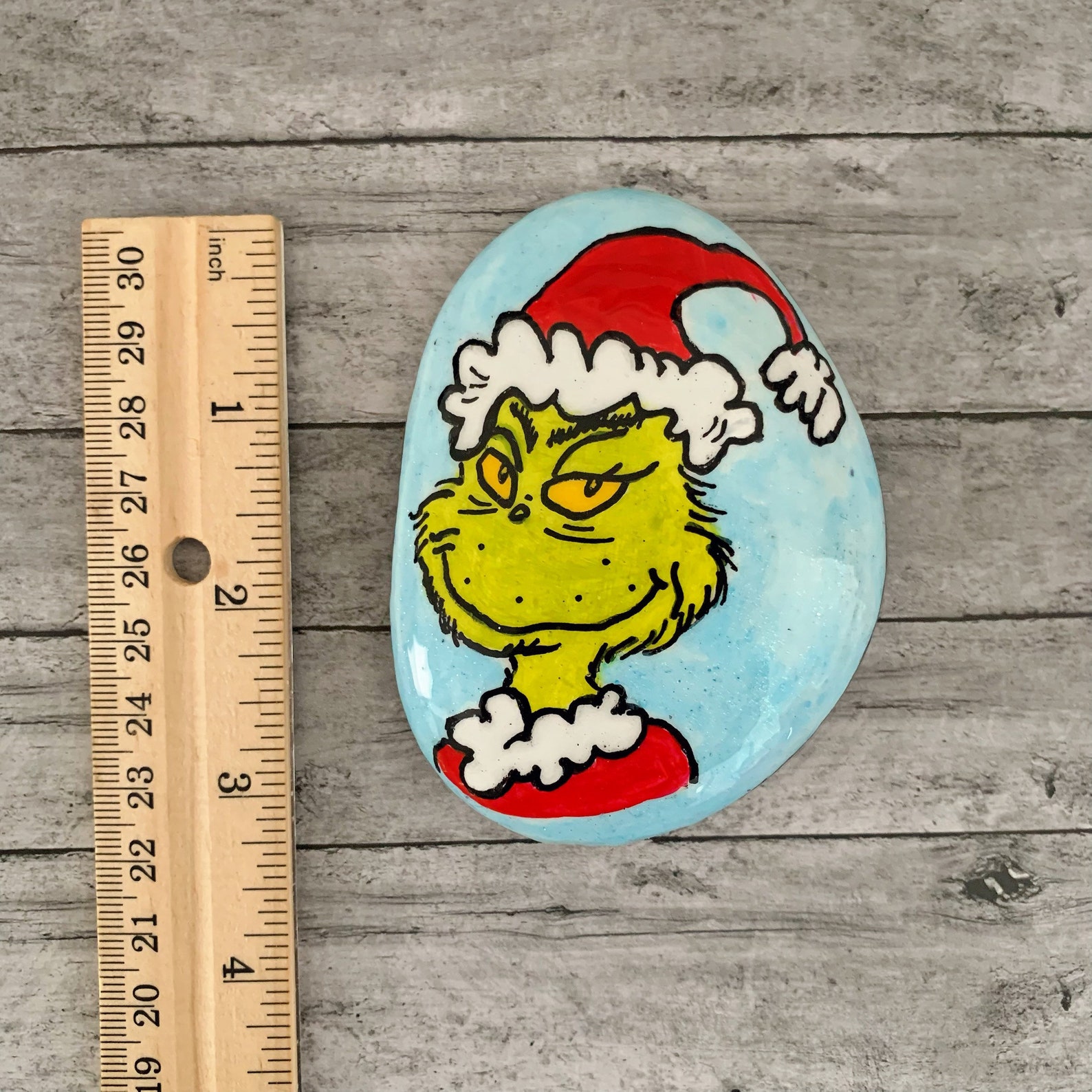 Grinch Christmas Painted Rocks Stone Art Christmas Gifts | Etsy