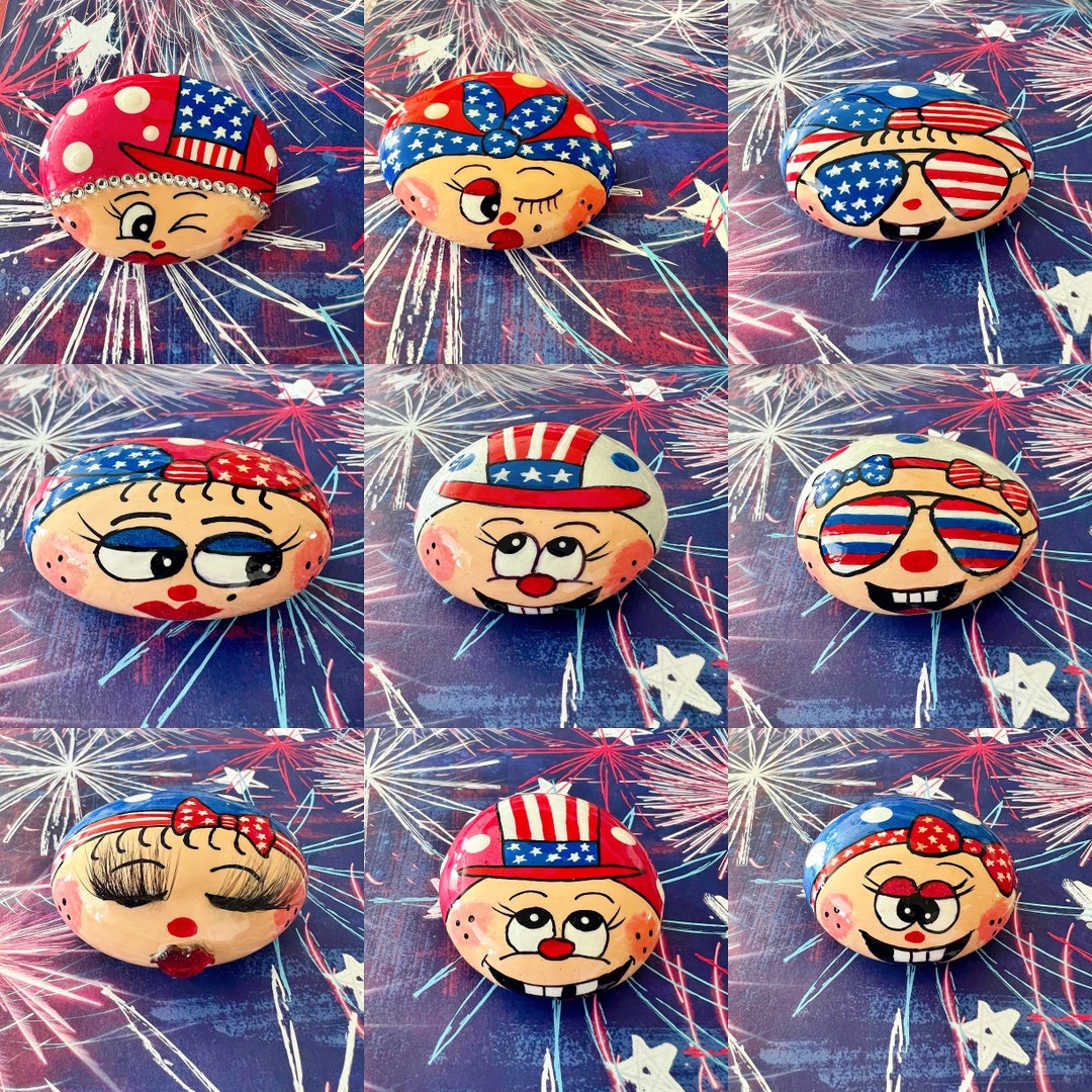 Assorted Patriotic Silly Face Bug Painted Rocks - Etsy