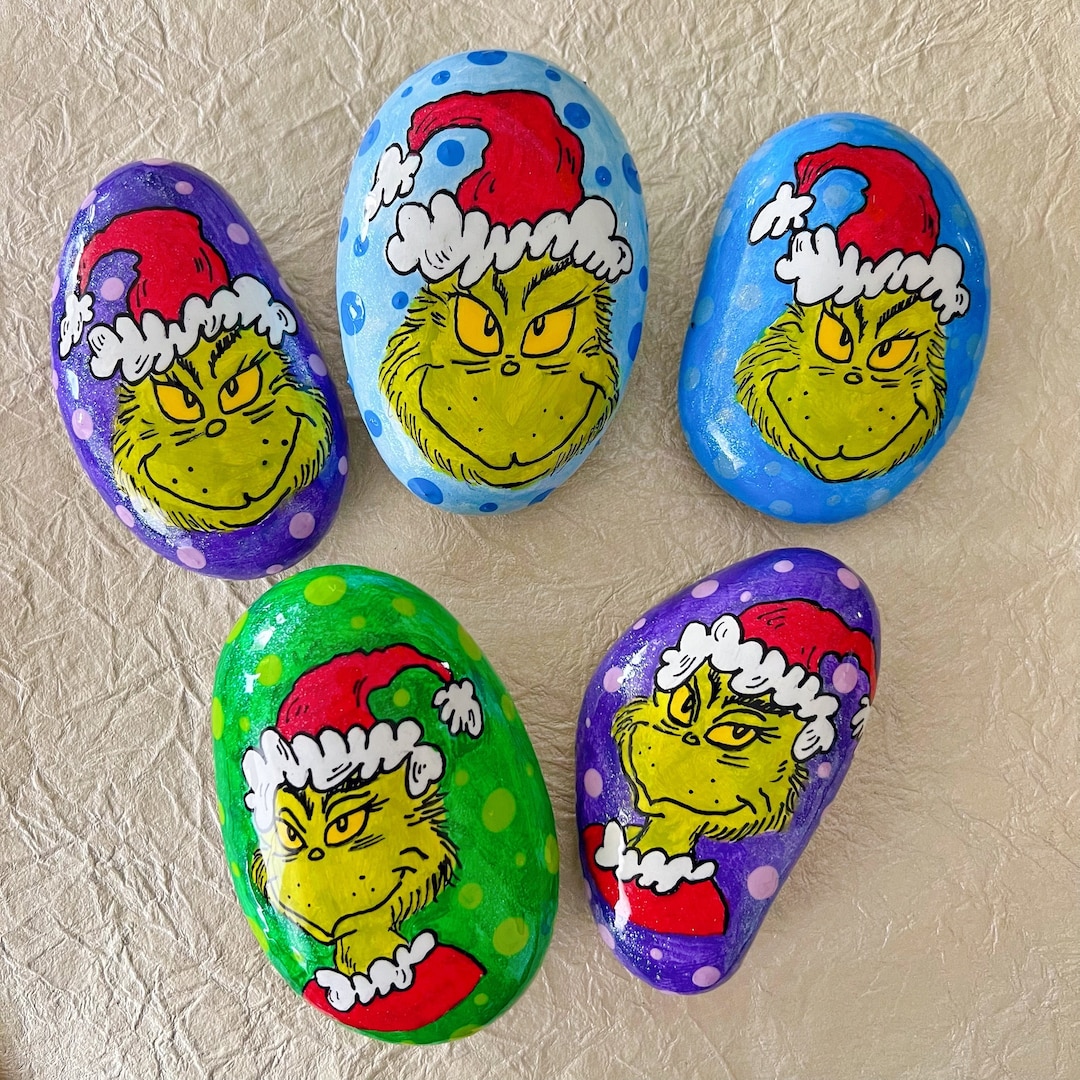 Grinch Christmas Painted Rocks, Christmas Gifts, Holiday Gifts - Etsy