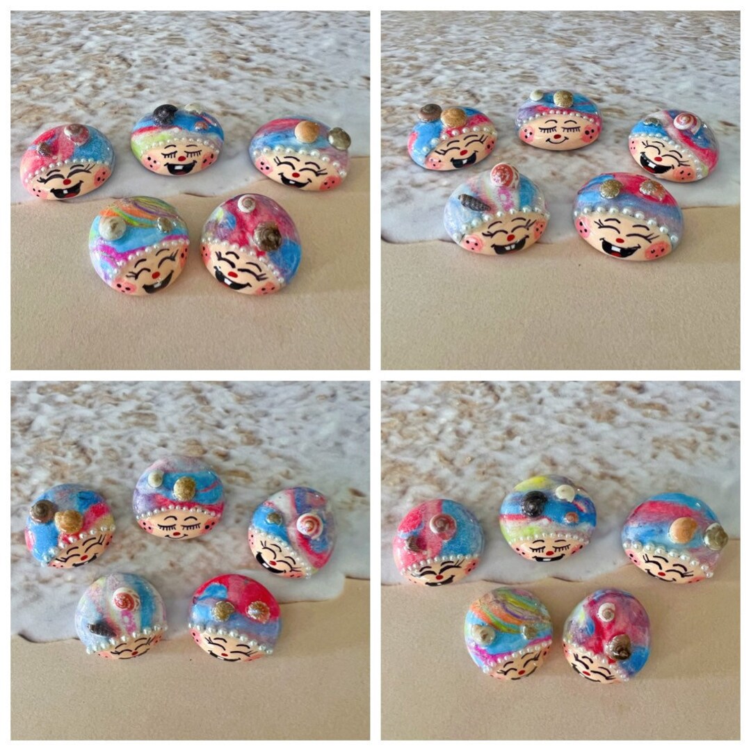 Sets of Five Acrylic Ocean Happy Bug Glass Pebbles (version 2) - Etsy
