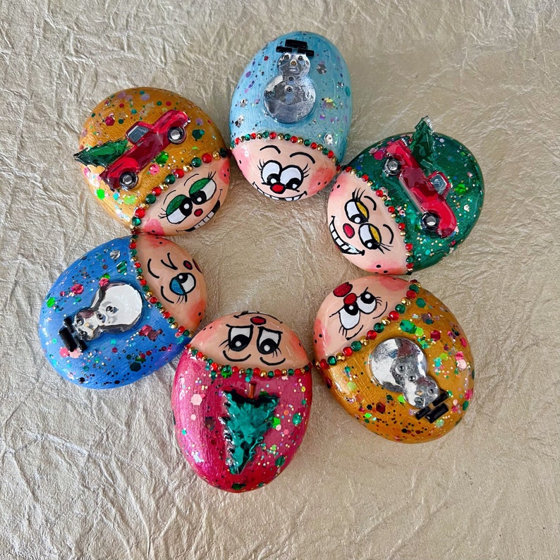 Sets of Sill Face Christmas Ladybug Hand Painted Rocks Stone - Etsy
