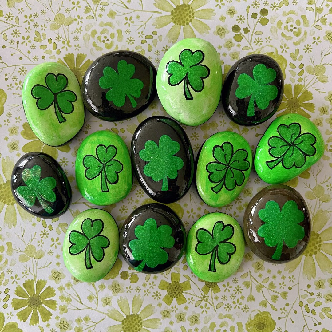 Shamrock Painted Rocks Kindness Rocks Pocket Rocks Perfect - Etsy