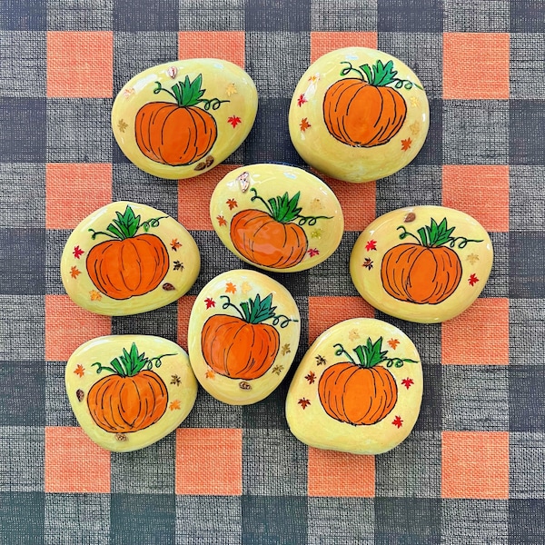 Pumpkin Painted Rocks - Etsy