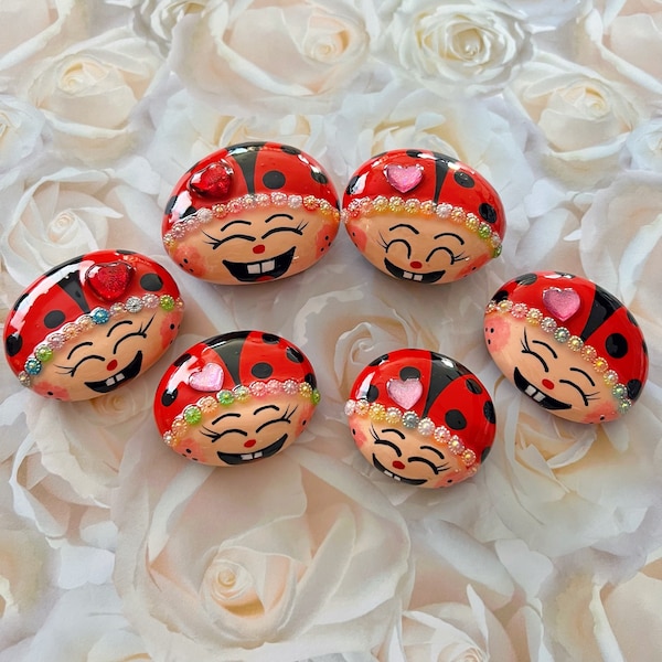 Ladybug Painted Rocks - Etsy