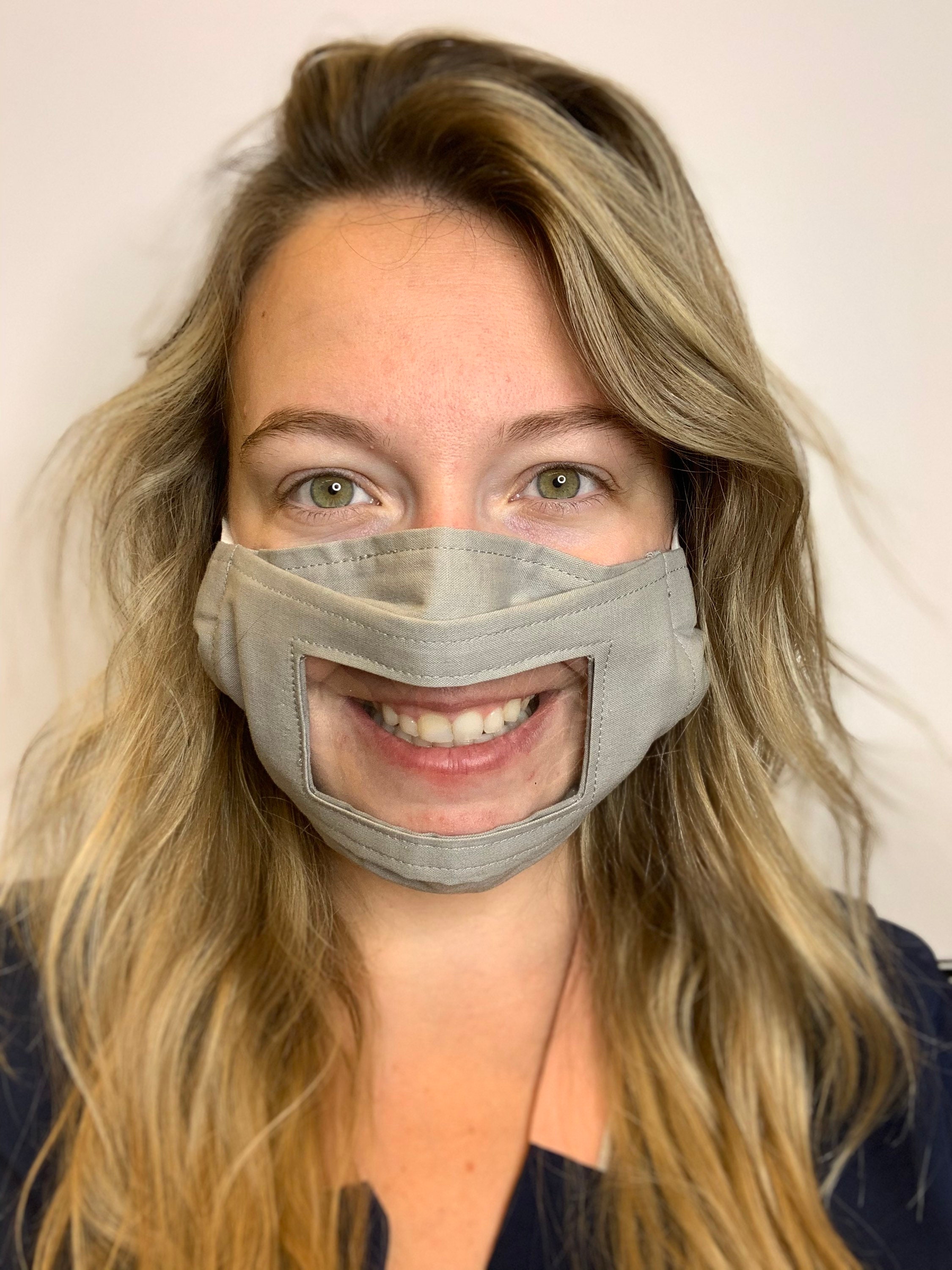 Clear Lip Reading Face Mask Solid Grey Pattern with anti fog | Etsy