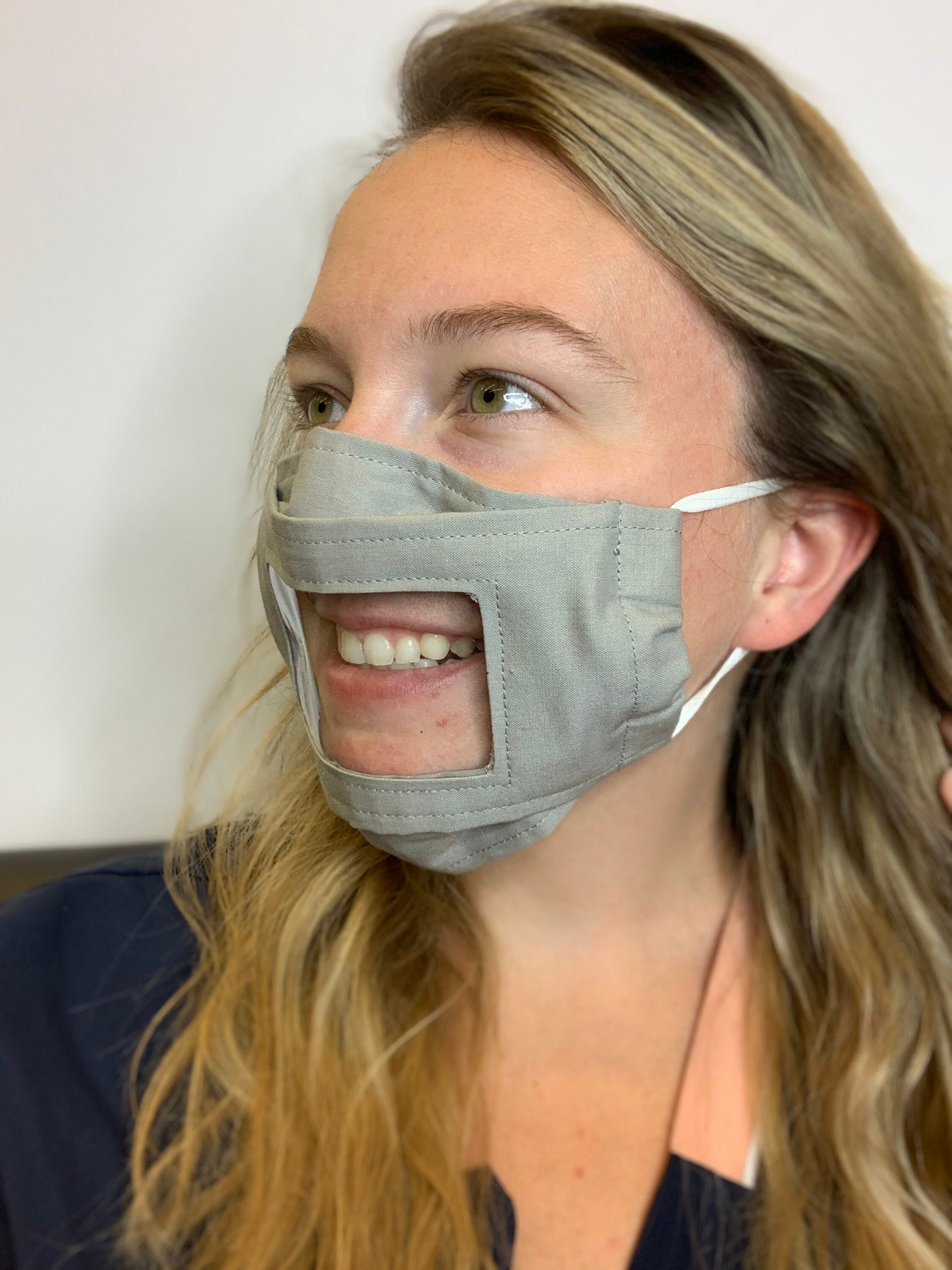 Clear Lip Reading Face Mask Solid Grey Pattern with anti fog | Etsy