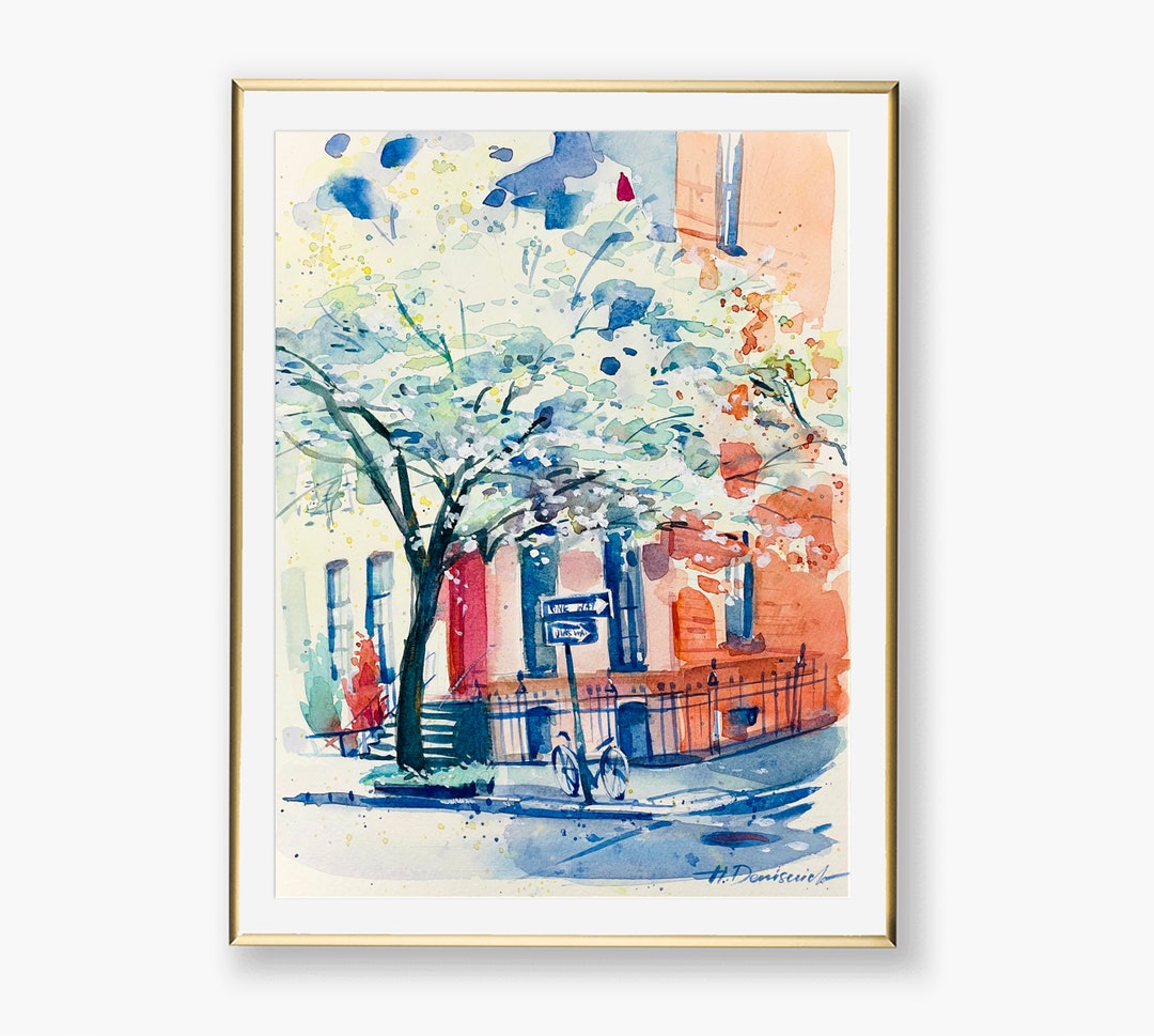 Spring in West Village | Manhattan NYC | NYC Watercolor Artwork Giclee ...