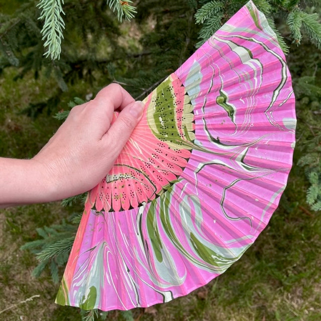 Marbled Hand Fan, Folding Hand Fan, Unique, Hand-painted, Trendy ...