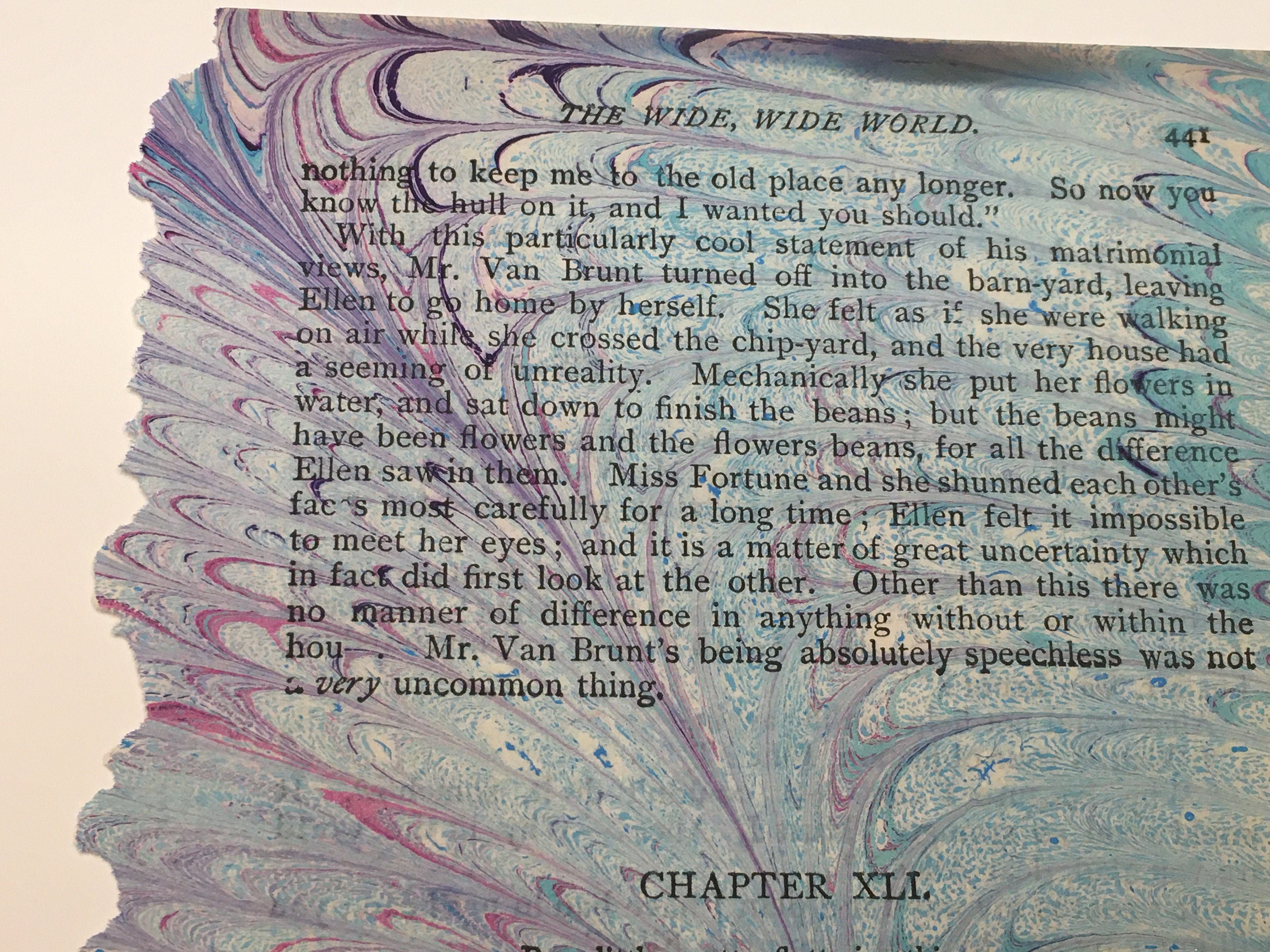 Marbled Book Page Unique OOAK Frameable Hand-painted - Etsy