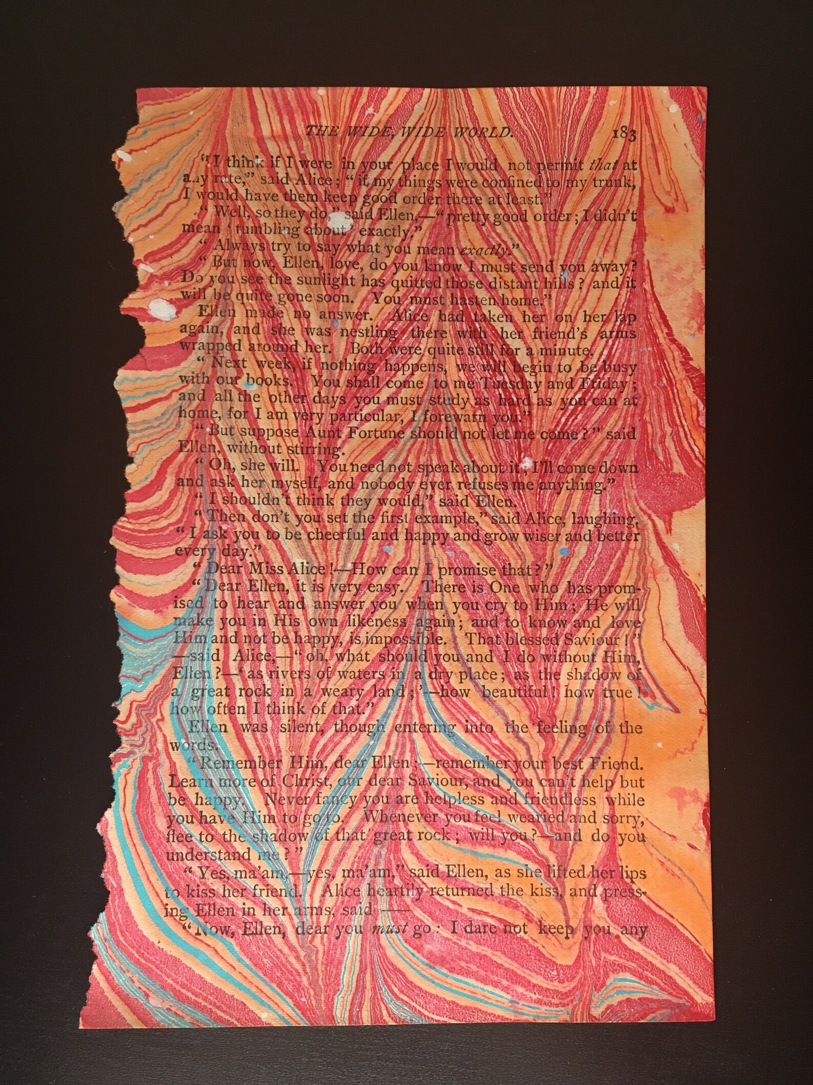 Pkg 1 Water Marbled Hand Painted Novel Pages FIVE PAGES Scrapbooking ...