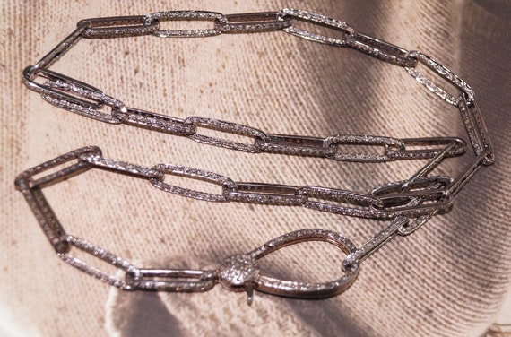 Pave Diamond 925 Sterling Silver Large Paperclip Link Chain - Etsy