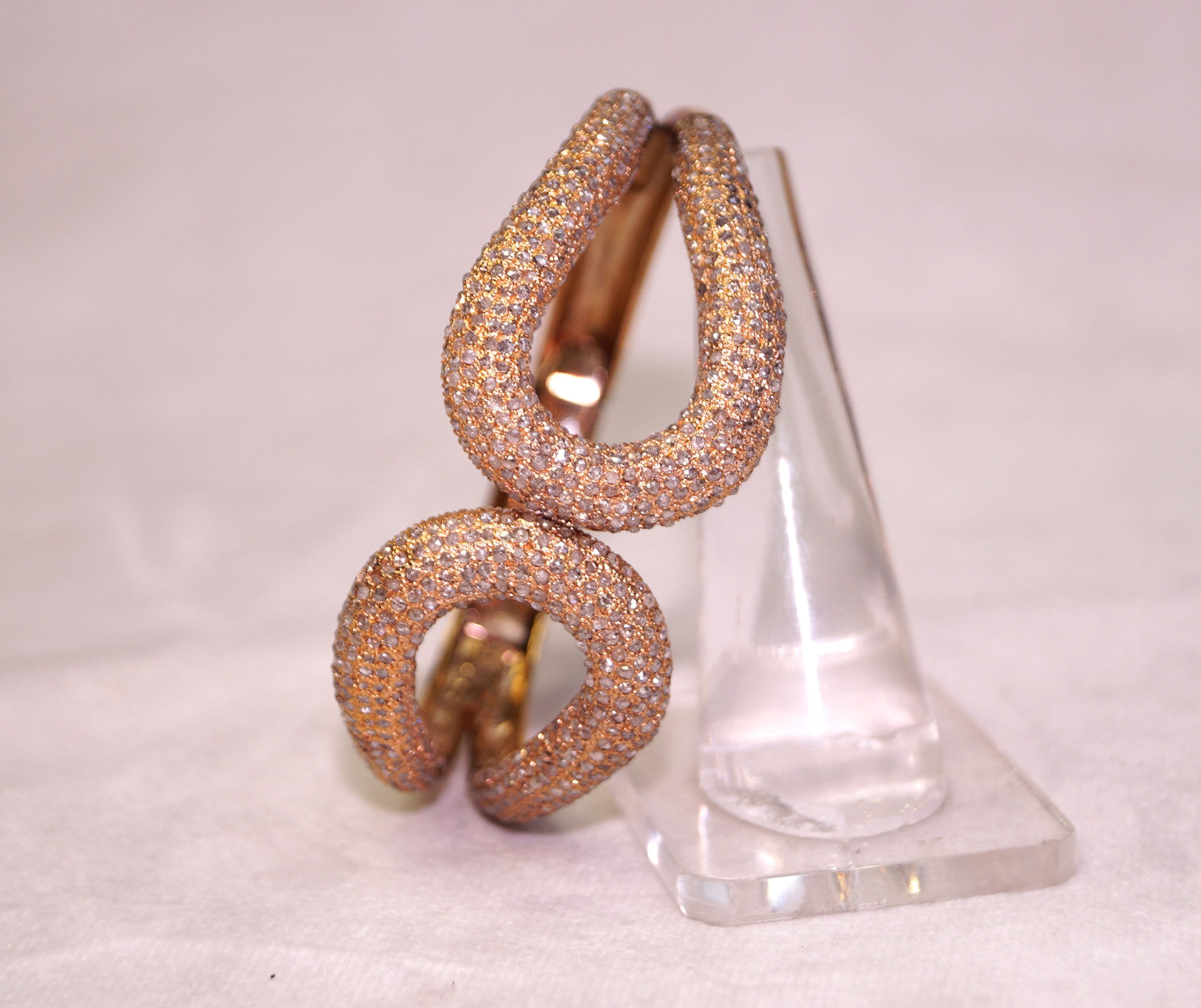 Diamond Handcuff Good Luck Symbol Rose Gold Handcuff Natural Pave ...