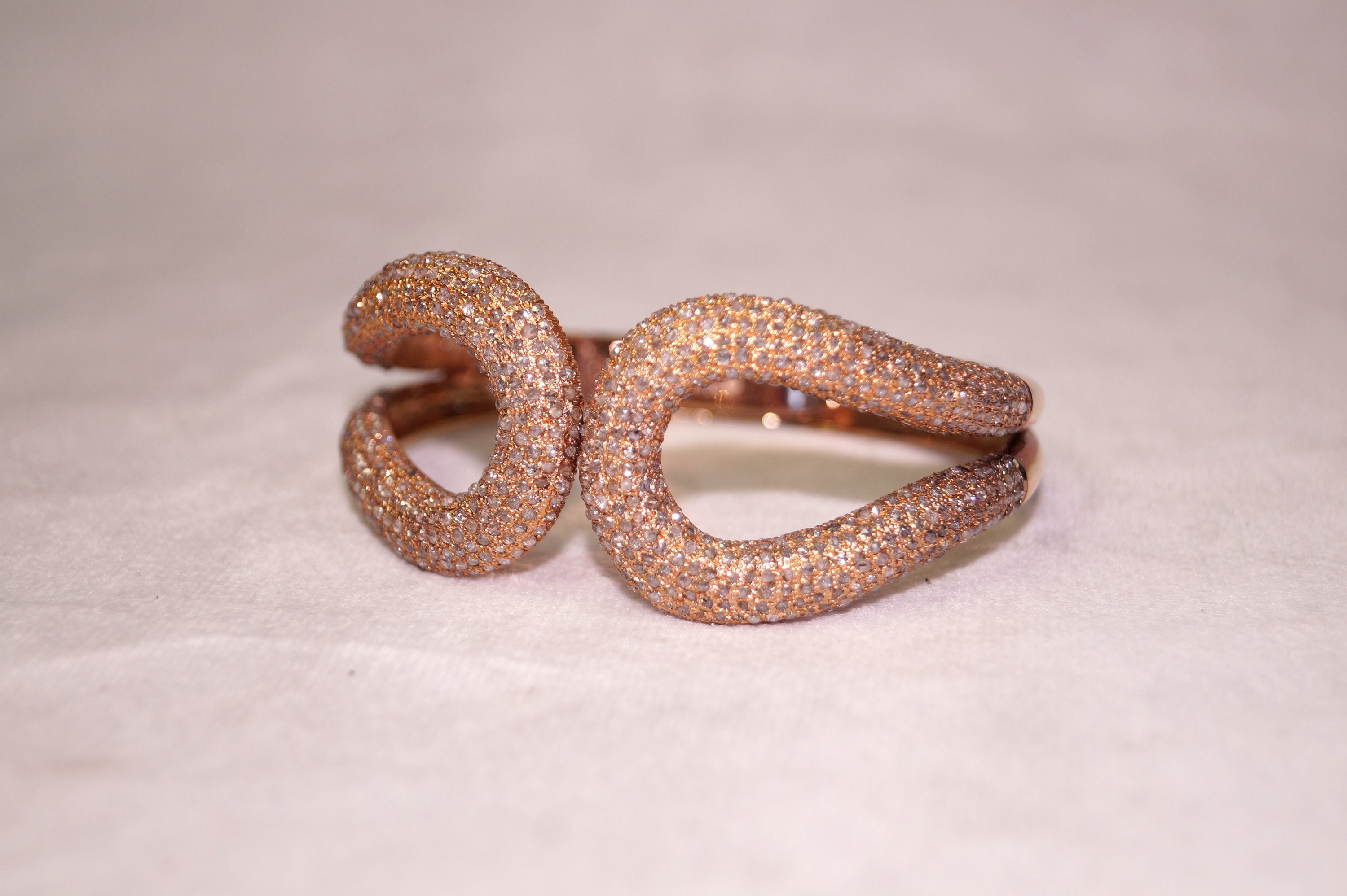 Diamond Handcuff Good Luck Symbol Rose Gold Handcuff Natural Pave ...
