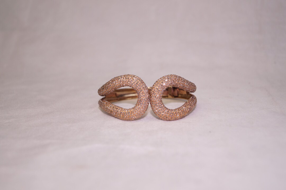 Diamond Handcuff Good Luck Symbol Rose Gold Handcuff Natural Pave ...