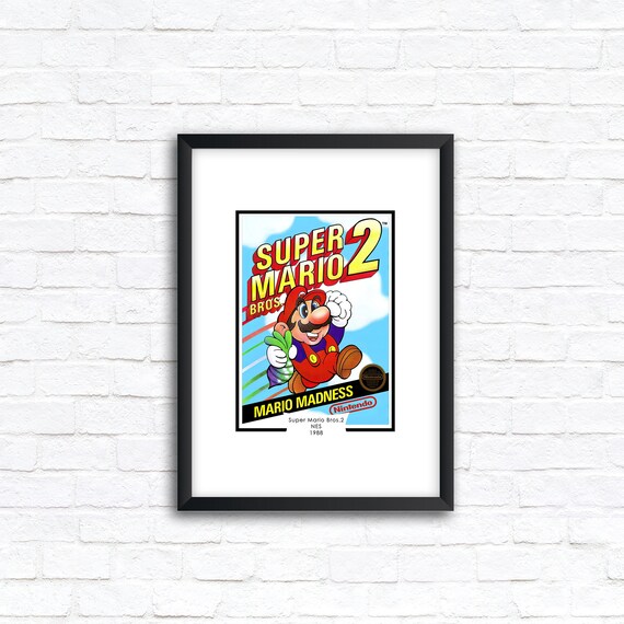 RETRO Super Mario Bros. 2 1988 NES Box Art Wall Art Poster | Etsy