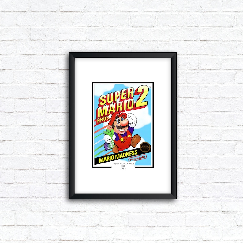 RETRO Super Mario Bros. 2 1988 NES Box Art Wall Art Poster | Etsy