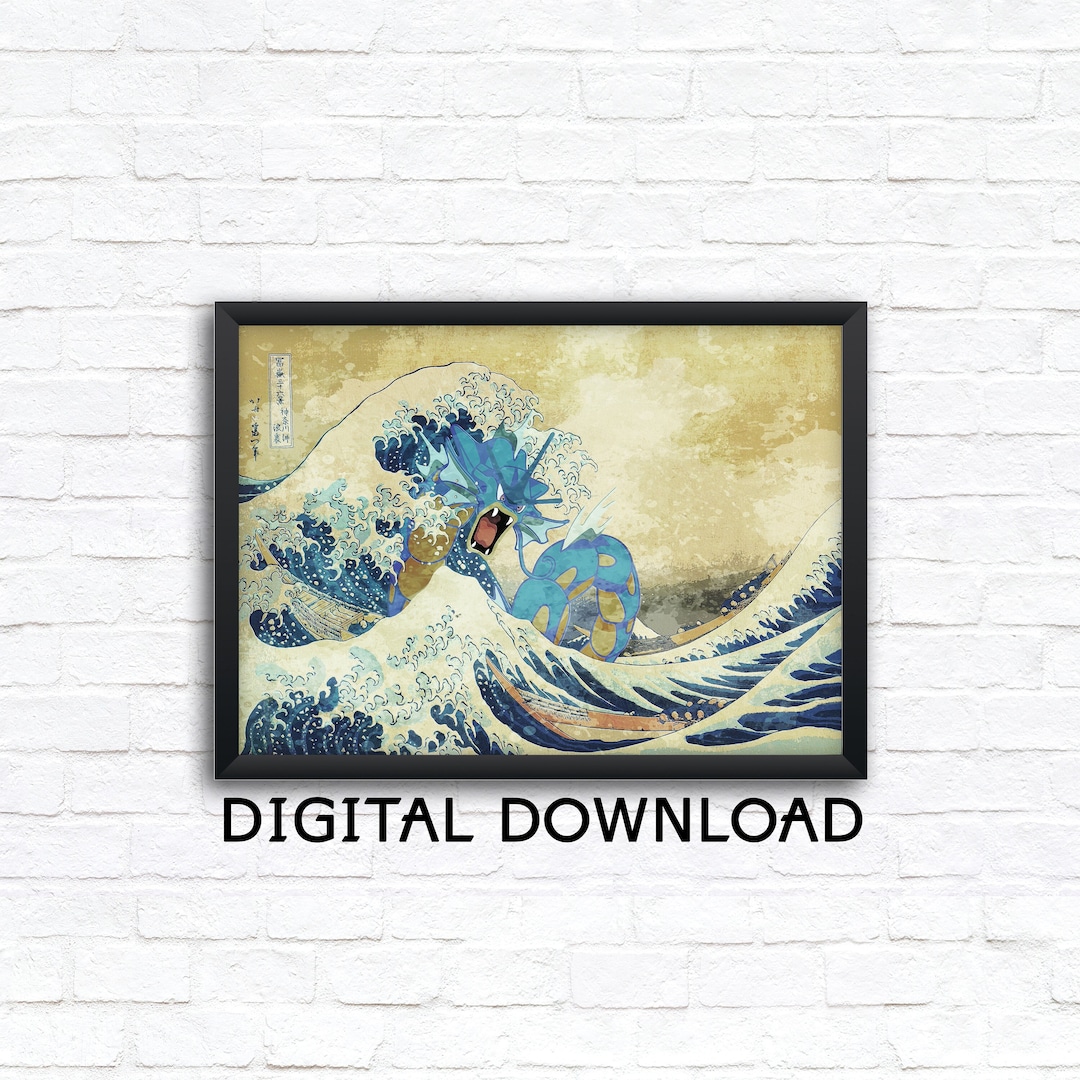 The Great Wave & Gyarados - Pokemon Watercolour Digital Landscape ...
