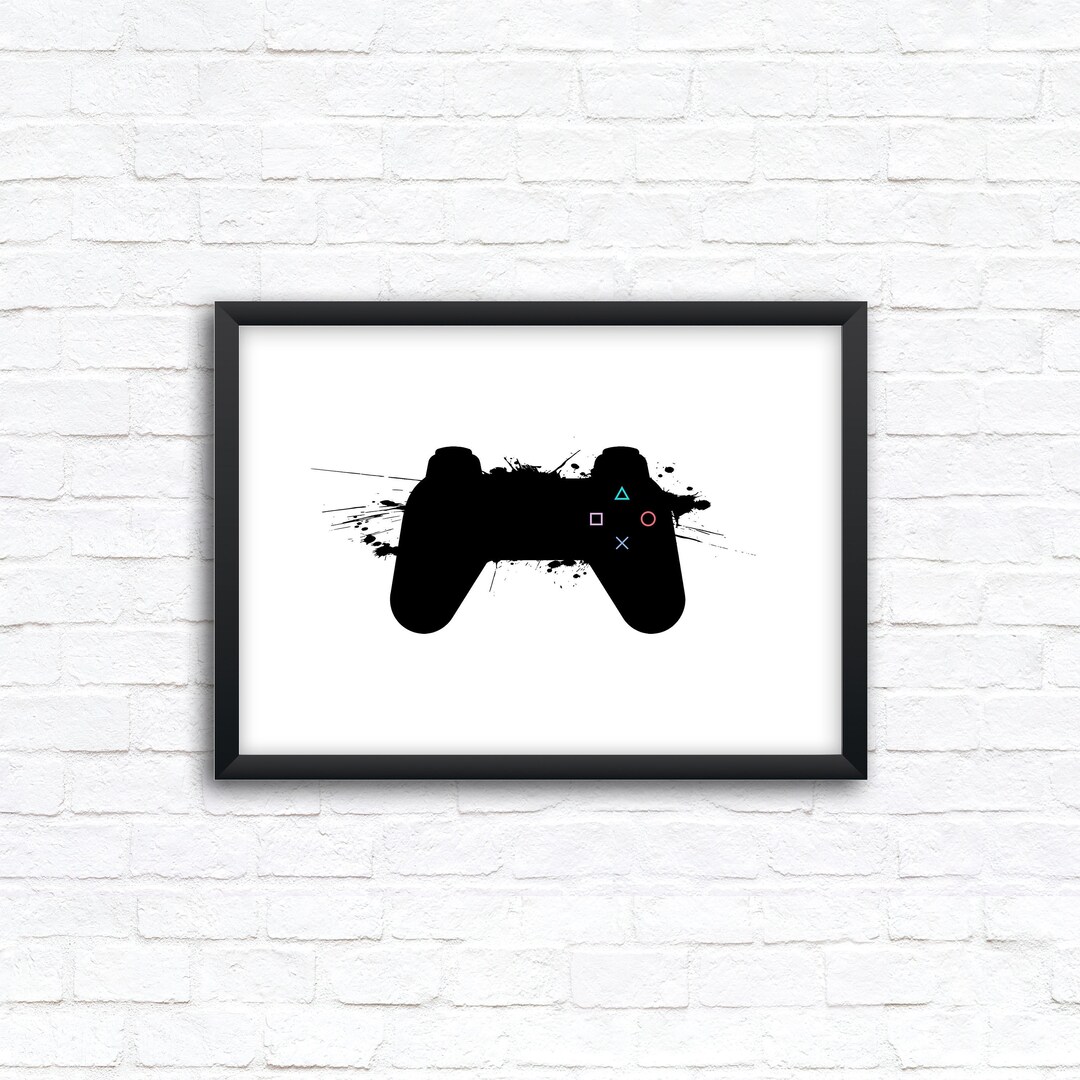 Retro Playstation One Controller Minimal Splatter-art Print Wall Art ...