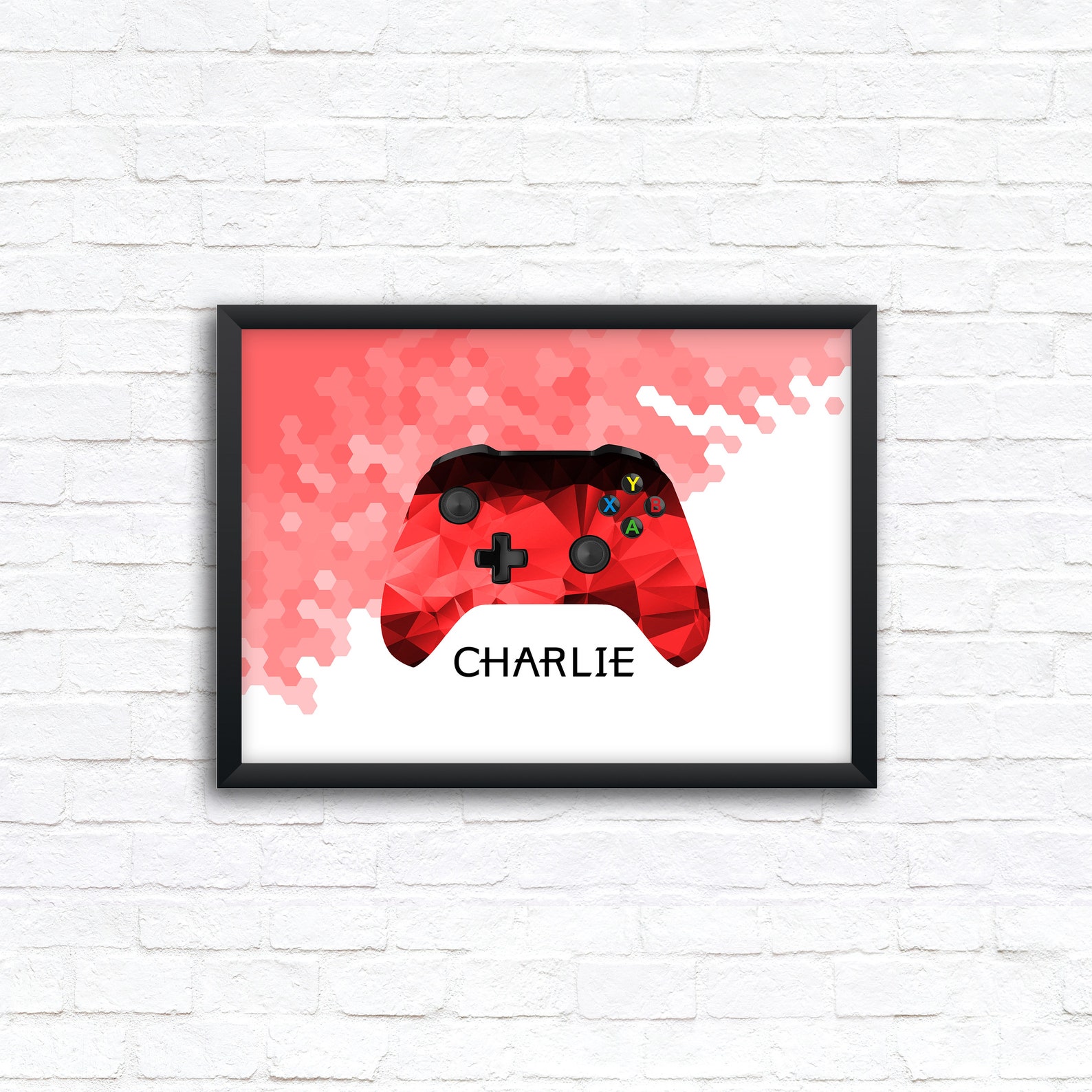 Personalised Xbox One Controller Hex-art Print Wall Art Poster A5/A4/A3 ...