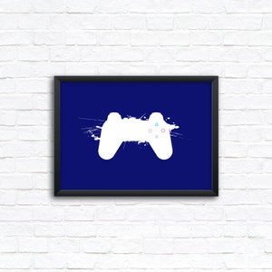 Retro Playstation One Controller Minimal Splatter-art Print Wall Art ...
