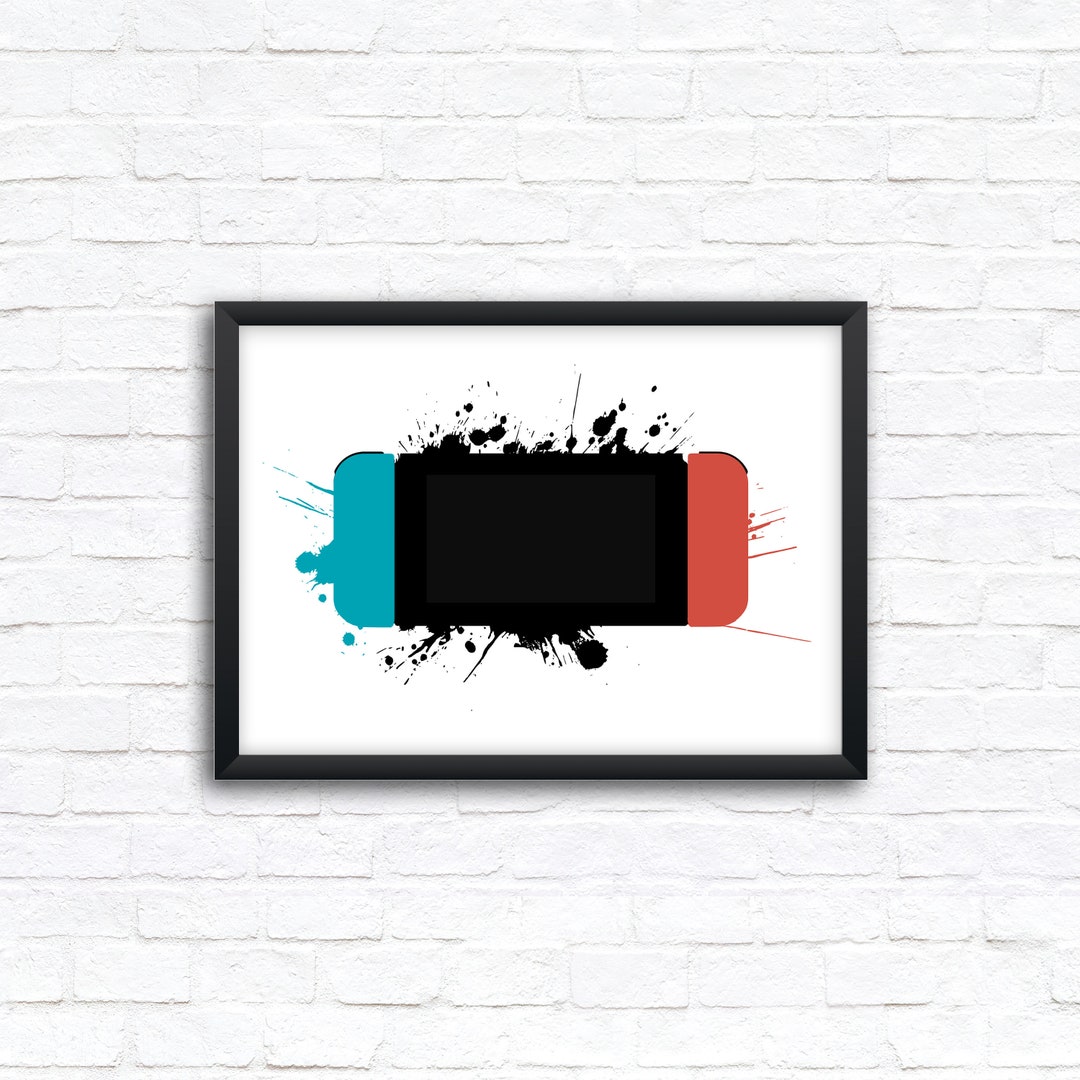 Nintendo Switch Controller Minimal Splatter-art Print Wall Art Poster ...