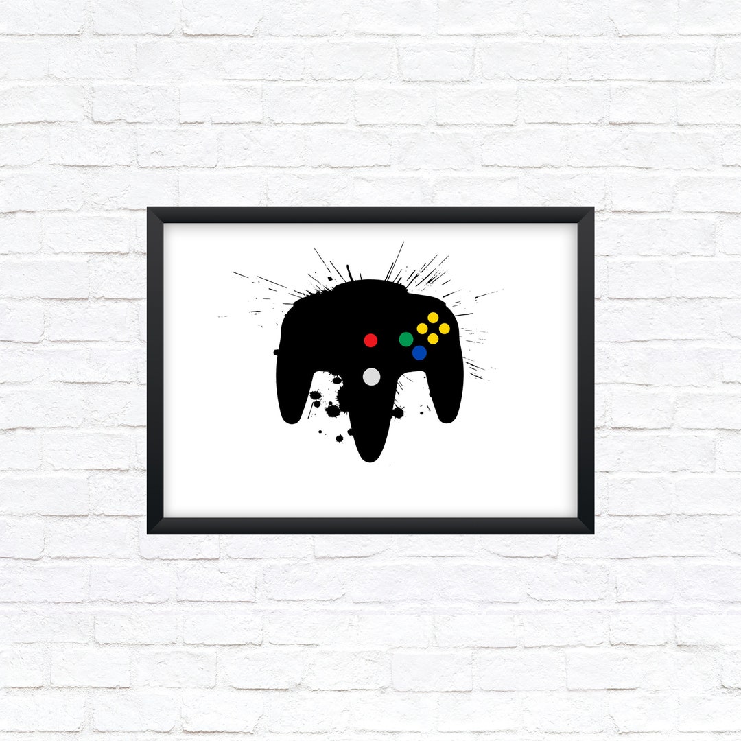 Retro Nintendo 64 Controller - Minimal Splatter-art Print - Wall Art ...