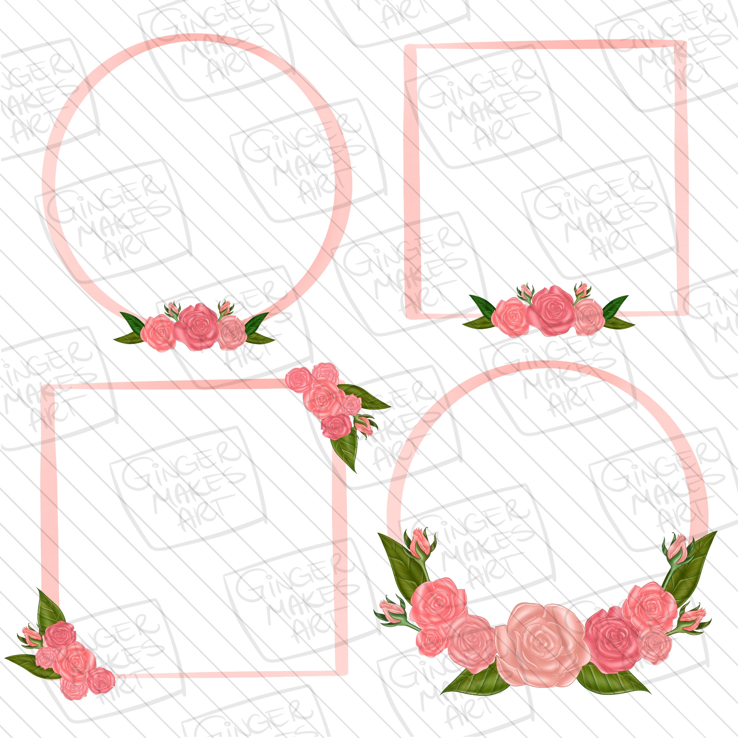 Roses Frames Clipart, Floral Frames Clipart, Roses Frames, Rose Clipart ...