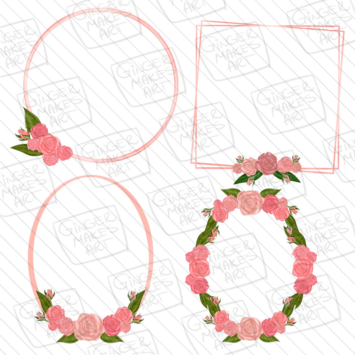 Roses Frames Clipart, Floral Frames Clipart, Roses Frames, Rose Clipart ...