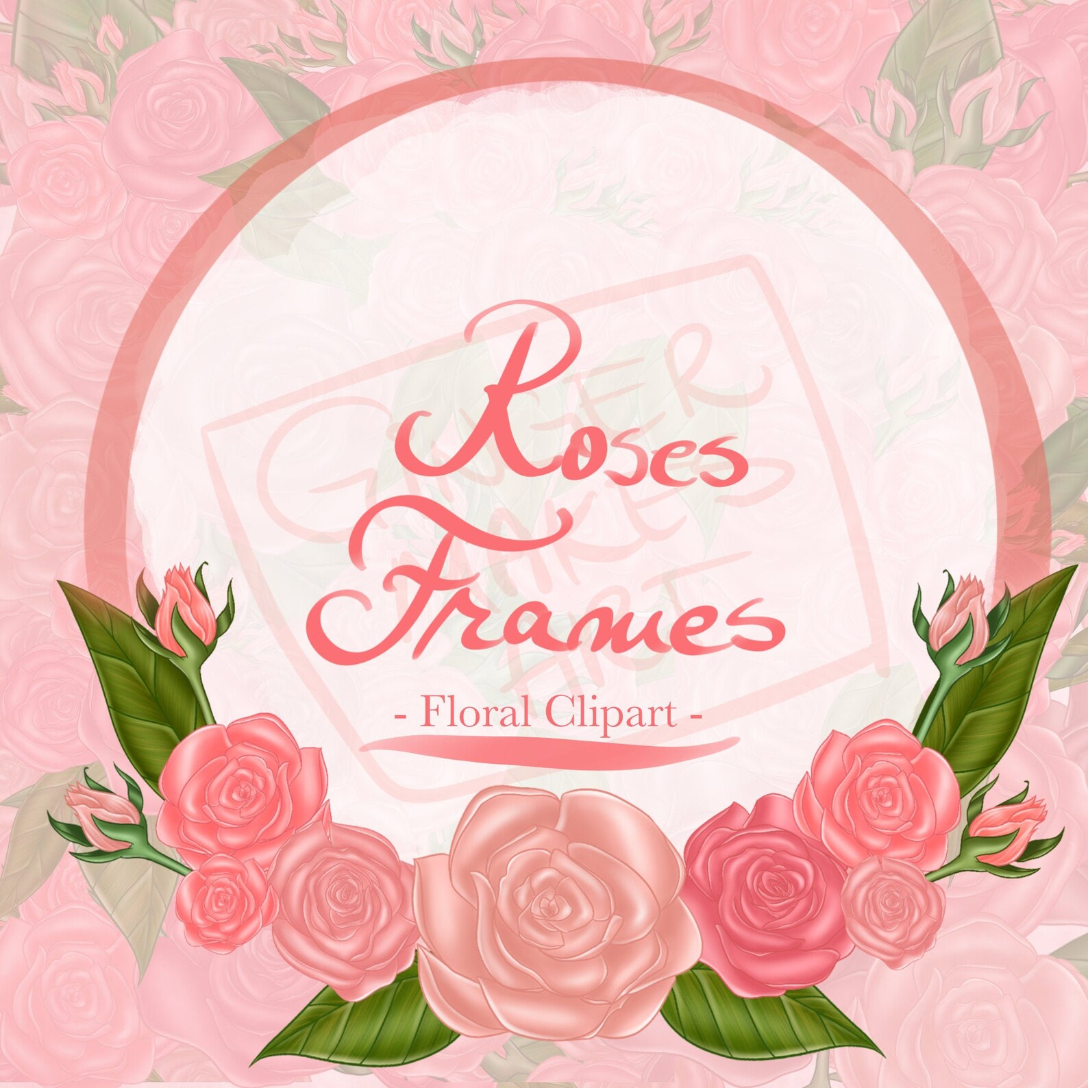 Roses Frames Clipart, Floral Frames Clipart, Roses Frames, Rose Clipart ...