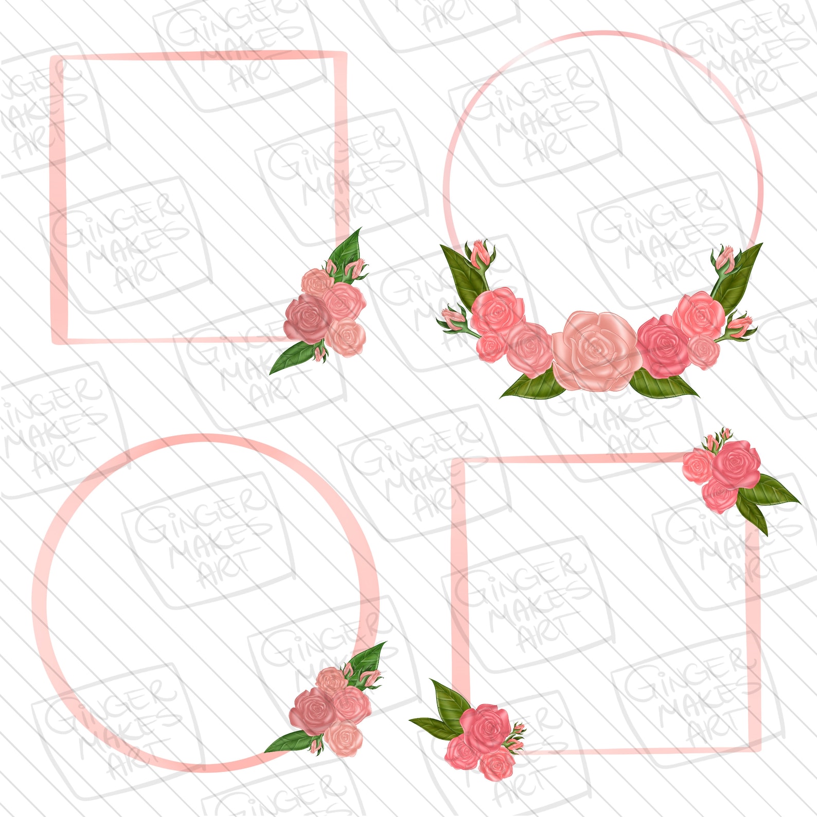 Roses Frames Clipart, Floral Frames Clipart, Roses Frames, Rose Clipart ...