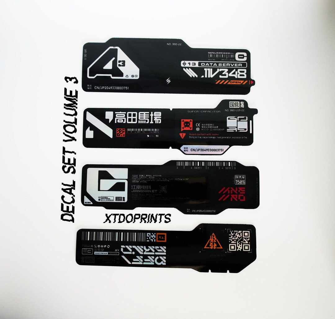Futuristic Cyberpunk Decal Sticker Set 4pcs v3 - Etsy Canada