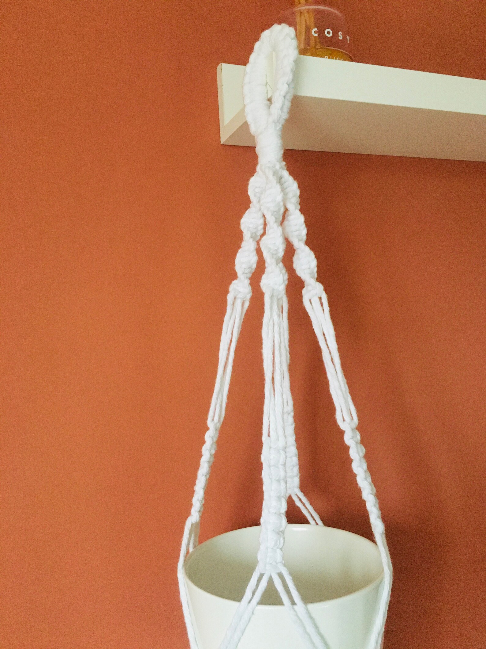 White Homemade Macrame Plant Hanger - Etsy