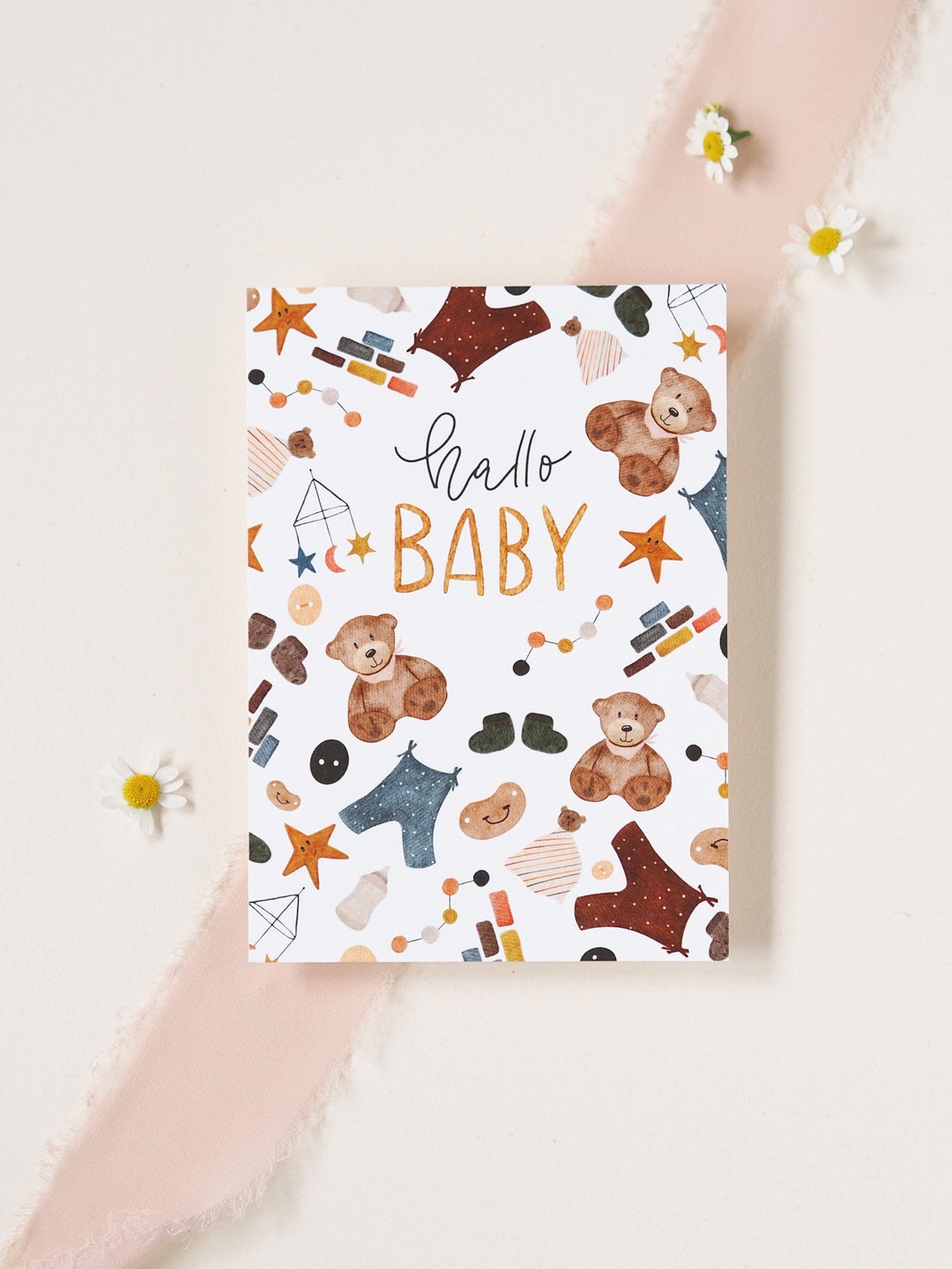 Hello Baby Birth Card Baby Welcome Baby Gender Neutral Card Welcome - Etsy