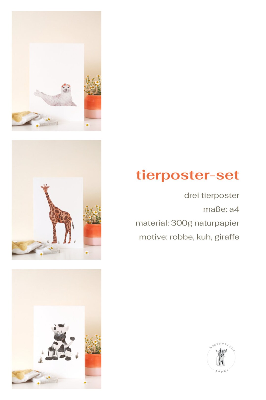 Animal Poster Set of 3 Animal Poster Children's Room - Etsy