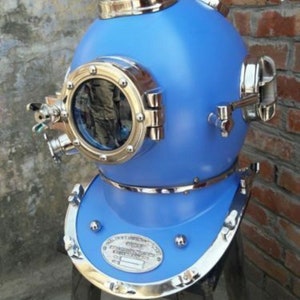 Navy Blue Diving Helmet Deep Sea Scuba Boston US Navy Mark V | Etsy