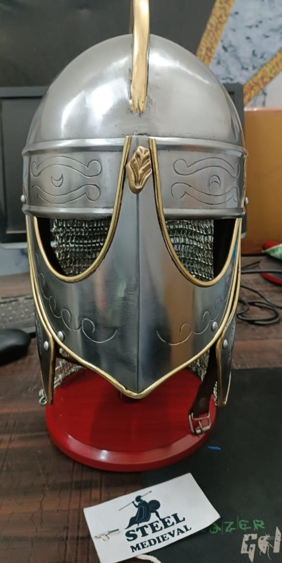 Medieval Steel Viking Wolf Helmet With Chainmail Ancient Queen Armor ...