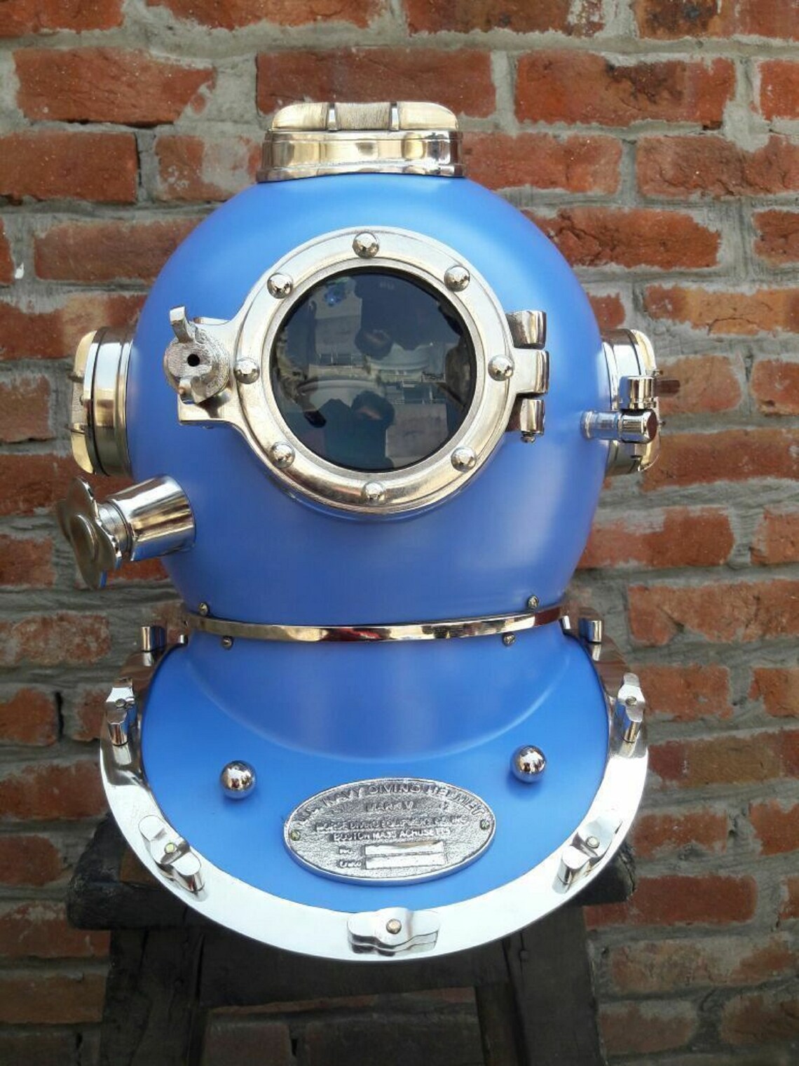 Navy Blue Diving Helmet Deep Sea Scuba Boston US Navy Mark V | Etsy