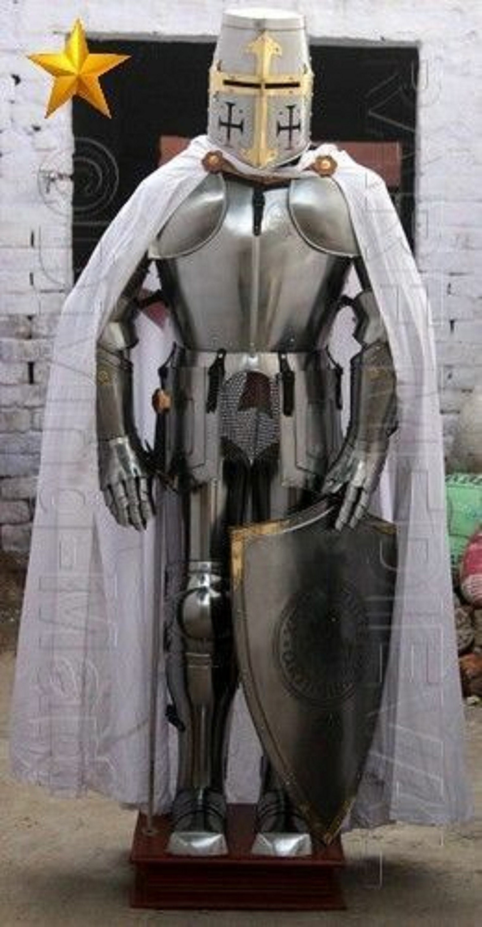 Medieval templar Armour Suit with cloak Battle Warrior Full | Etsy