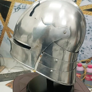 Knight Sallet Helmet With Standarmour Medieval LARP Helmet German Armor ...