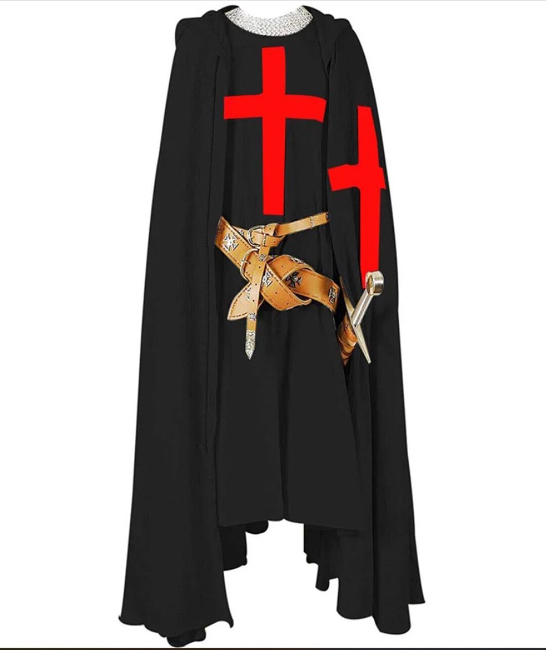 Medieval Crusader Templar Hooded Tunic Knights Clothe Crusader Surcoat ...