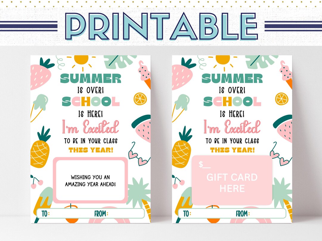 Welcome Back to School Printable Gift Card Holder, First Day of School ...